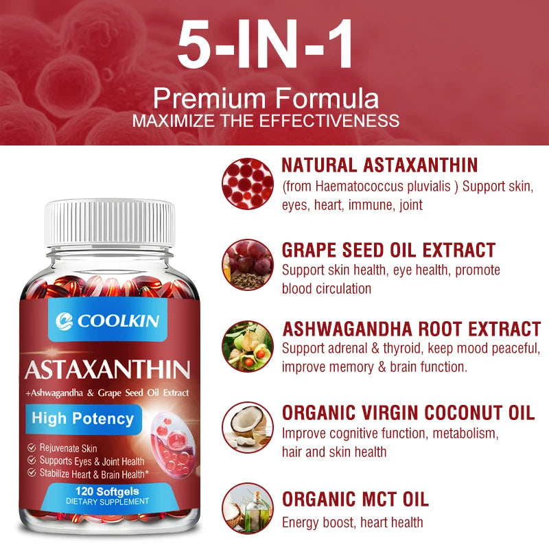 🔴 COOLKIN Astaxanthin Supplement – Potent Antioxidant Support for Join ...